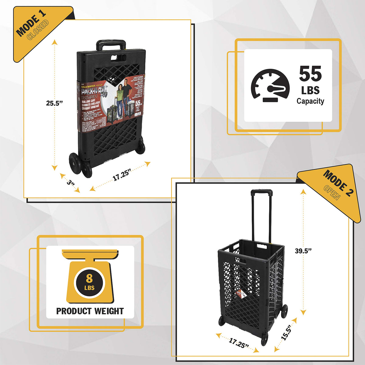 Pack-N-Roll Mesh Portable Tools Carrier 55 Lb. Load Capacity, Black