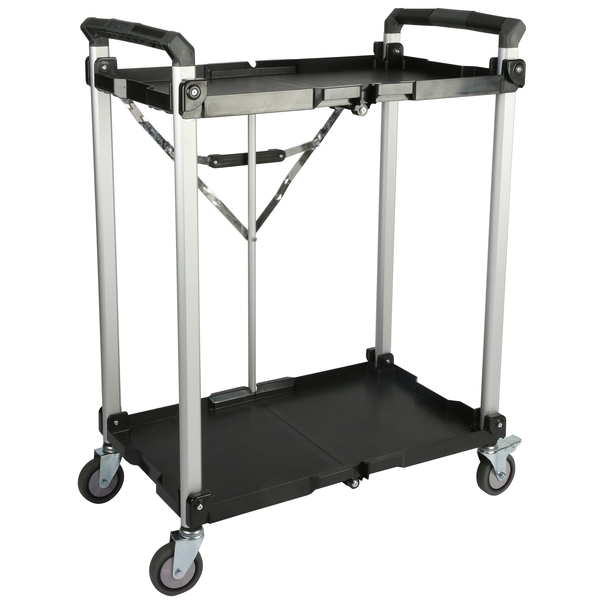 2 Shelfs Folding Collapsible Service Cart XL, 200lb. Capacity – Pack-N-Roll